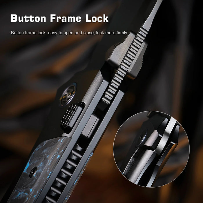 Remette RTWS-BL RT-Steed (M390, Drop Point, DLC, Titanium/Carbon Fiber ...