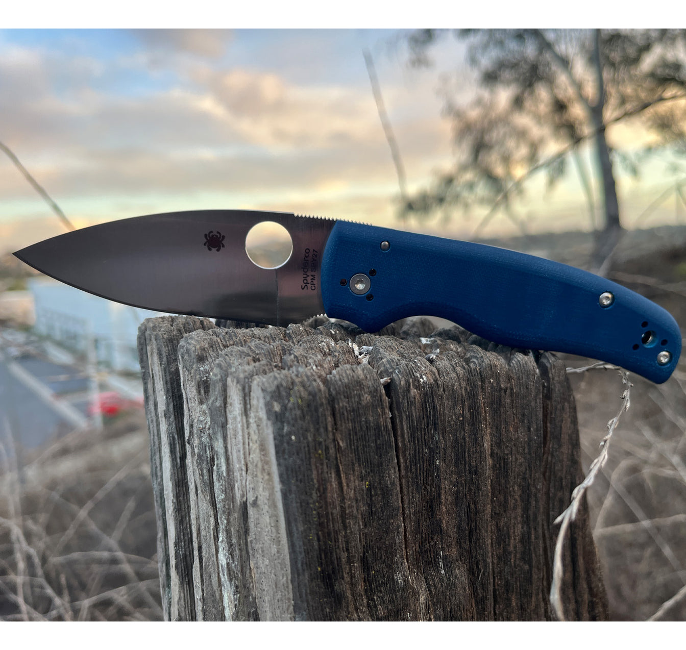 Spyderco Shaman CPM SPY27 G10 Plain Edge Cobalt Blue Pocket Knife C229 ...
