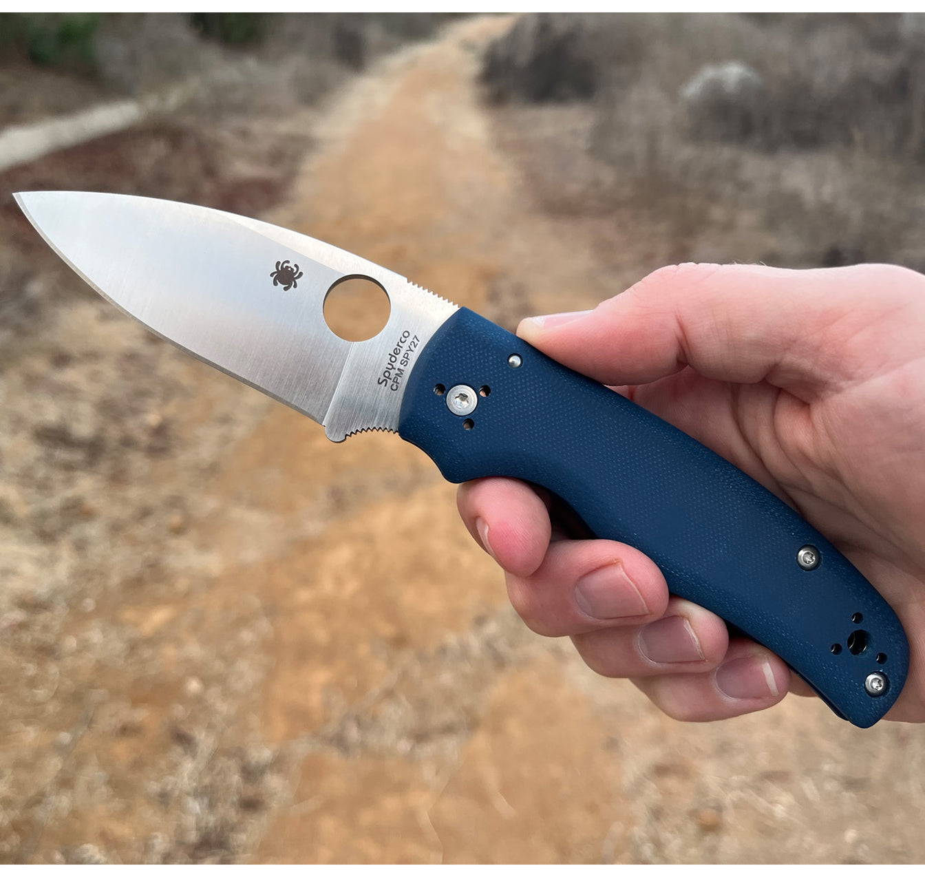 Spyderco Shaman CPM SPY27 G10 Plain Edge Cobalt Blue Pocket Knife C229 ...