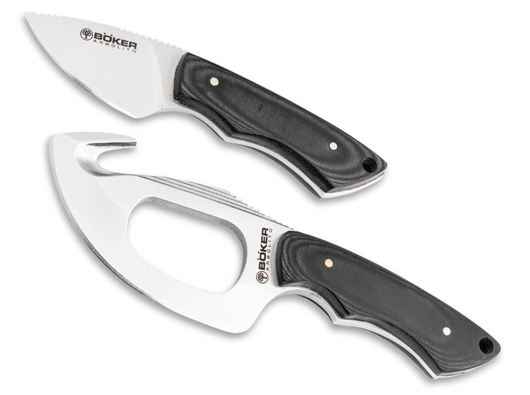 Boker 02BA5129M Chaman Set (N695, Drop Point, Satin, Micarta, Black) F ...