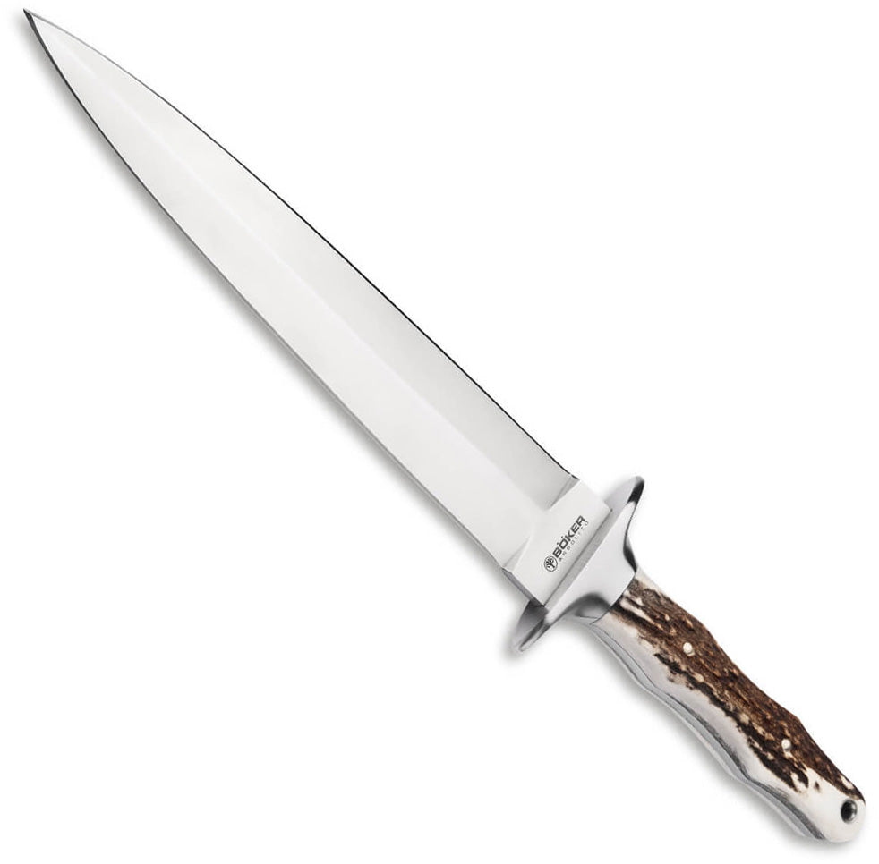 Boker Colmillo HX 02BA5918HX (ACX390, Dagger, Satin, Stag) Fixed Blade ...