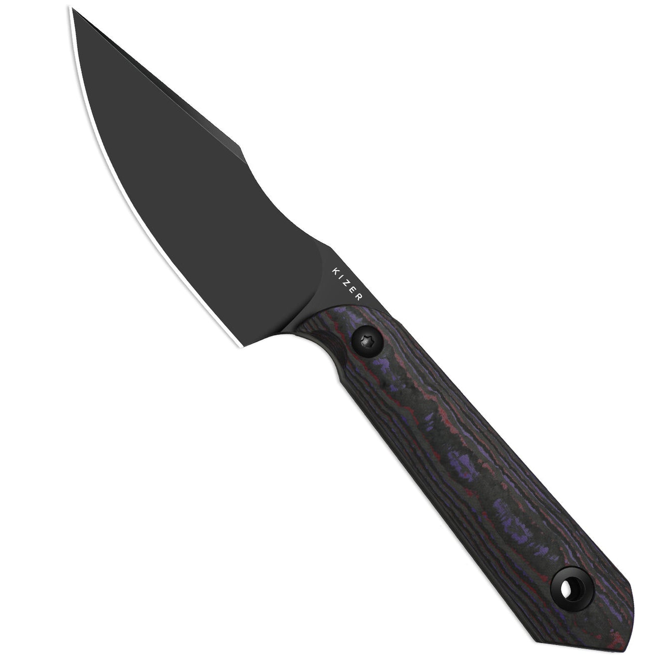 Kizer 1040S9 Mini Harpoon (S45VN, Drop Point, DLC, Fat Carbon) Fixed B ...