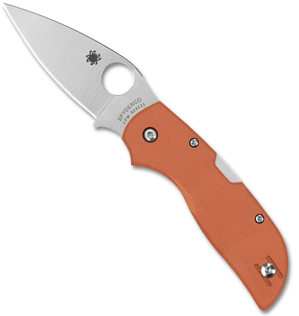 Spyderco C152GPBOR Chaparral (Rex 121, Drop Point, Satin, Burnt Orange ...