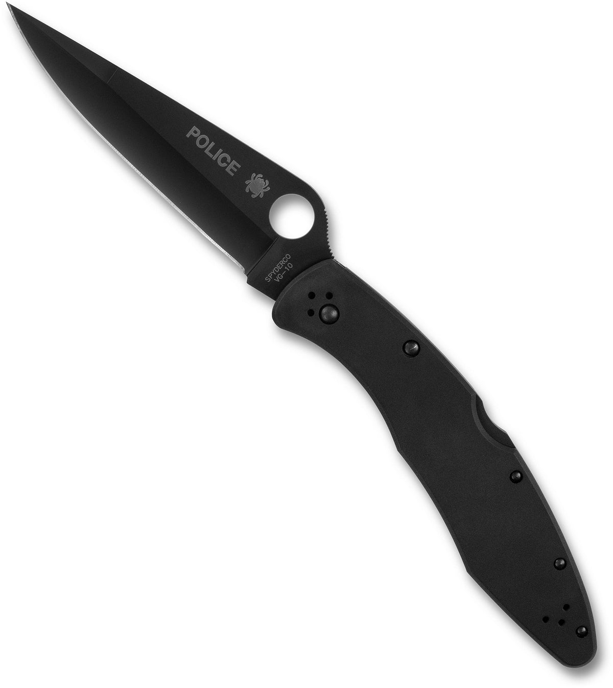 Spyderco C07BKP Police 4 (VG-10, Drop Point, Black, Stainless Steel) P ...