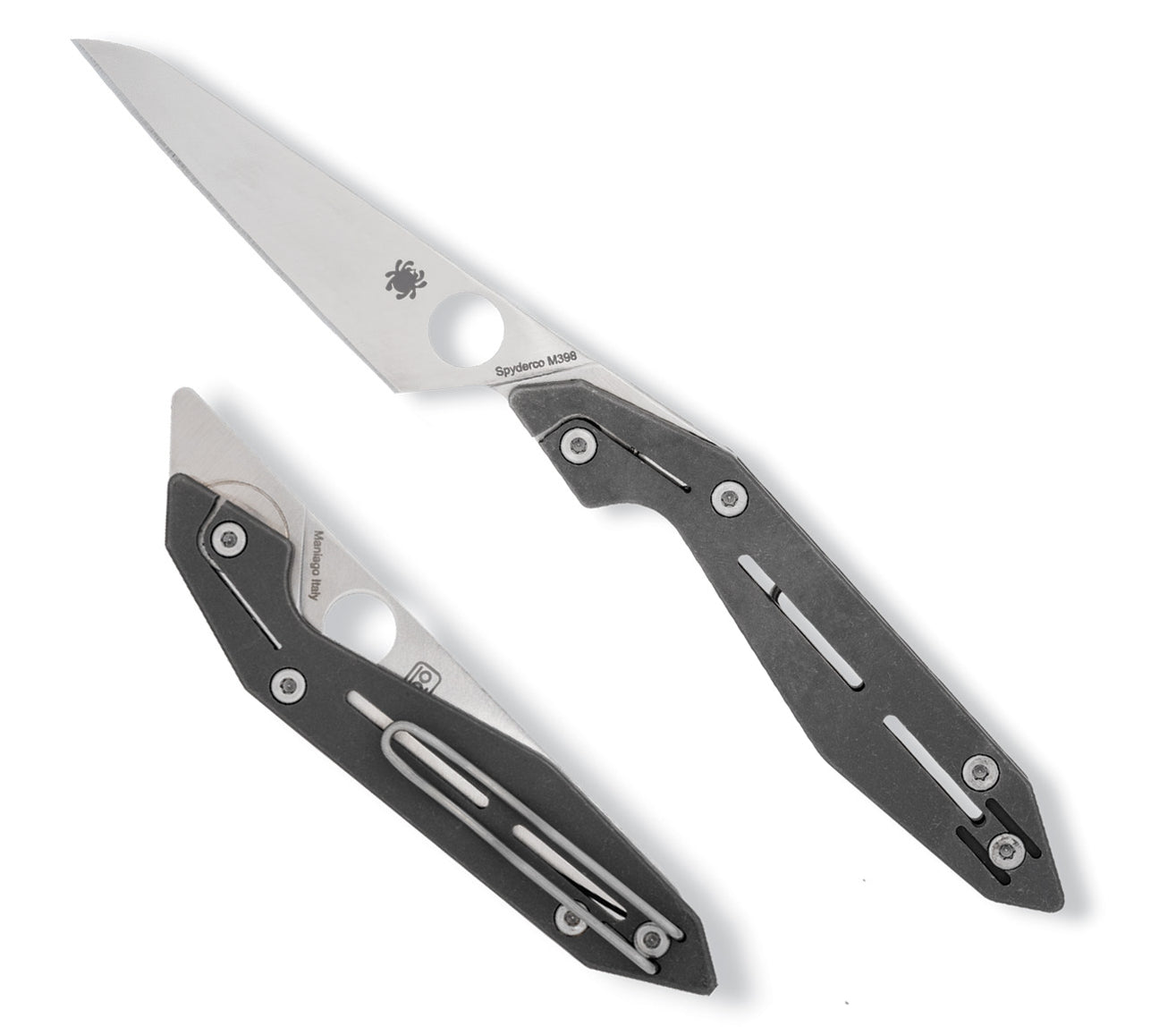Spyderco NAND C270TIP (M398, Drop Point, Satin, Titanium, Gray) Pocket ...
